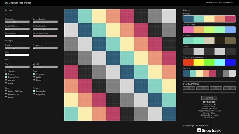 UVチェック用のテクスチャを作成できる無料ウェブツール UV Checker Map Maker | CGinterest
